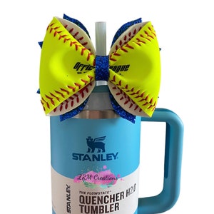 Stanley Real Softball Straw Bow Topper, Tumbler Softball Topper ...