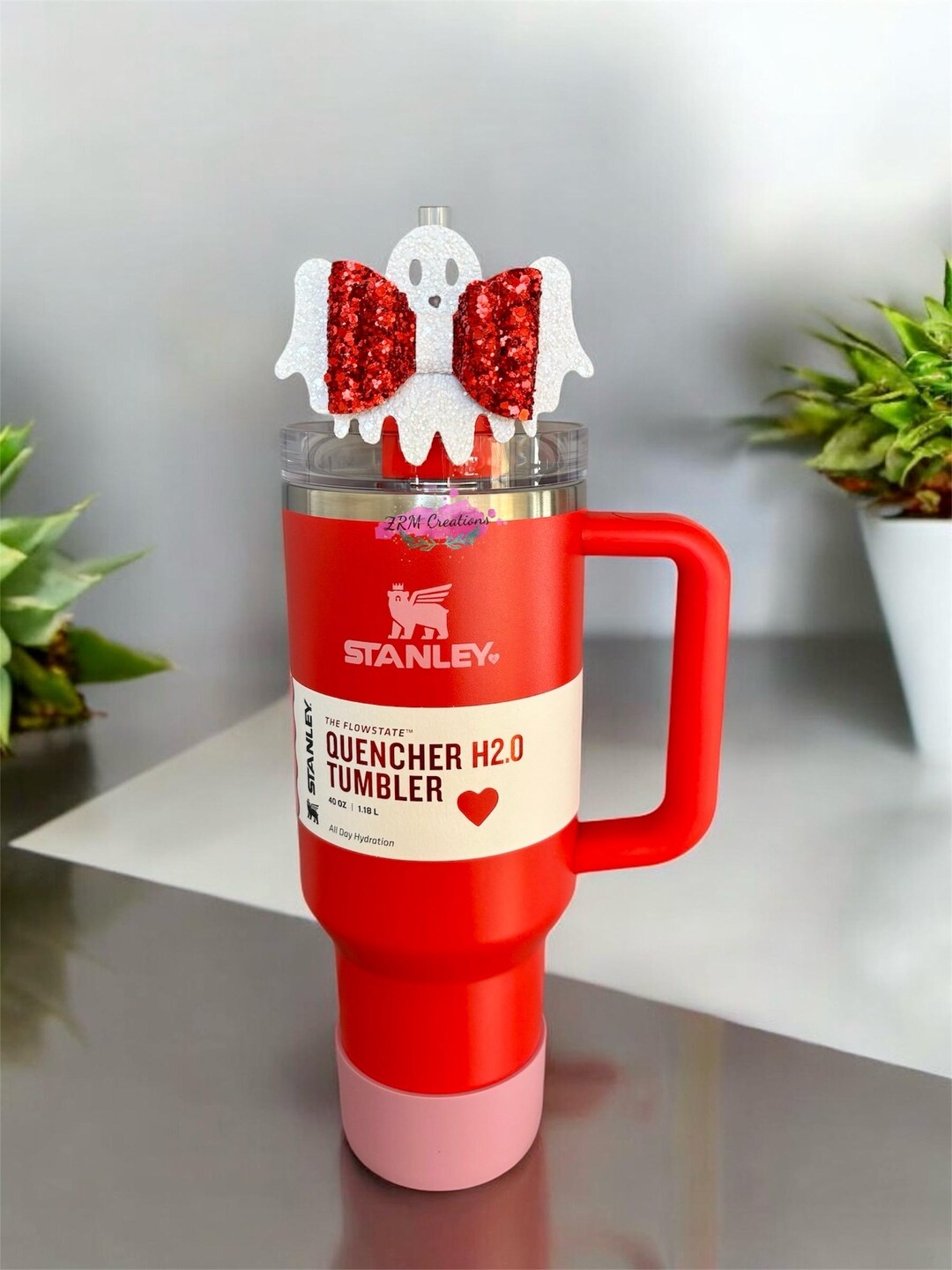 Halloween Valentine Ghost Straw Bowtopper, Stanley Cup Accessories ...