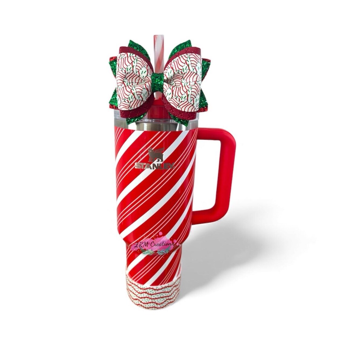 Stanley Christmas Tree Cake Bow Straw Topper, Stanley Candy Cane Twist ...