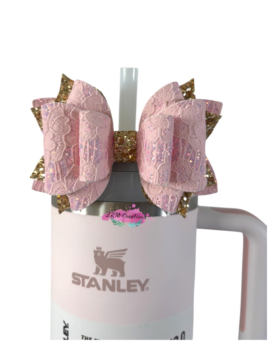 Stanley Pink Gold Bow Straw Topper, Stanley Pink Accessories, Simple ...