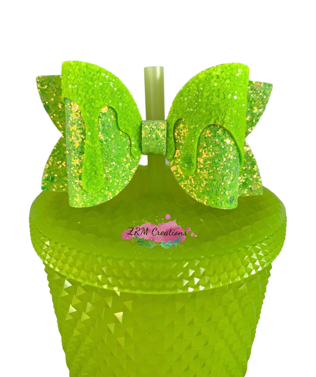 Green Slime Straw Bow Topper, Straw Topper for Starbucksq Slime Glow in ...