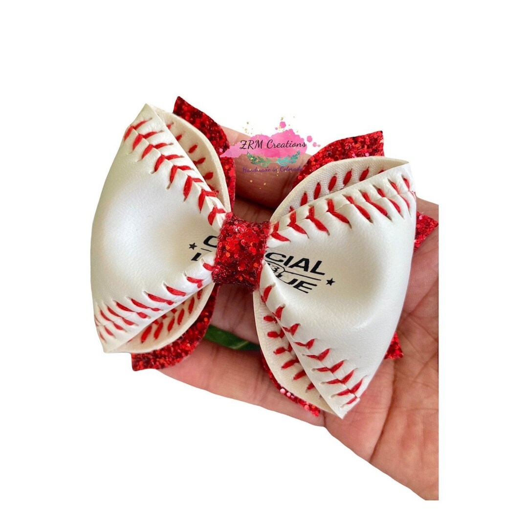 Red Baseball Bows, Baseball Hair Bows, Baseball Headband, Baseball ...