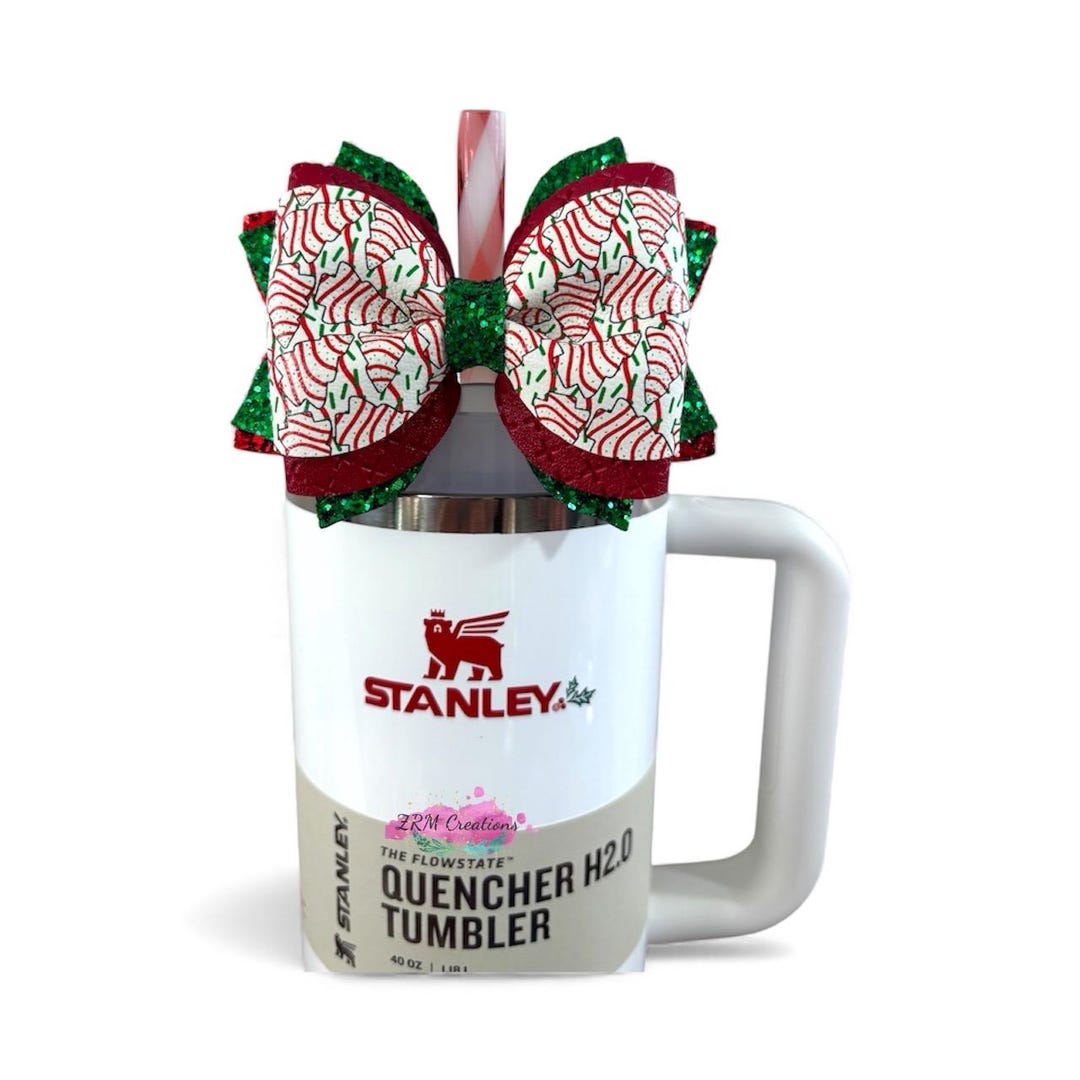 Stanley Christmas Tree Cake Bow Straw Topper, Stanley Candy Cane Twist ...