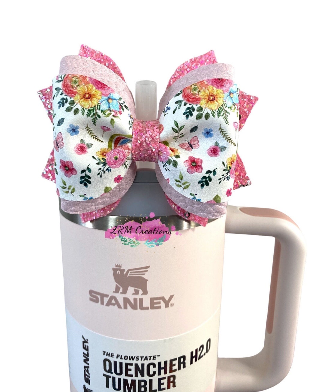 Stanley Peony Cherry Blossom Pink Straw Bow Topper, Stanley Cup ...