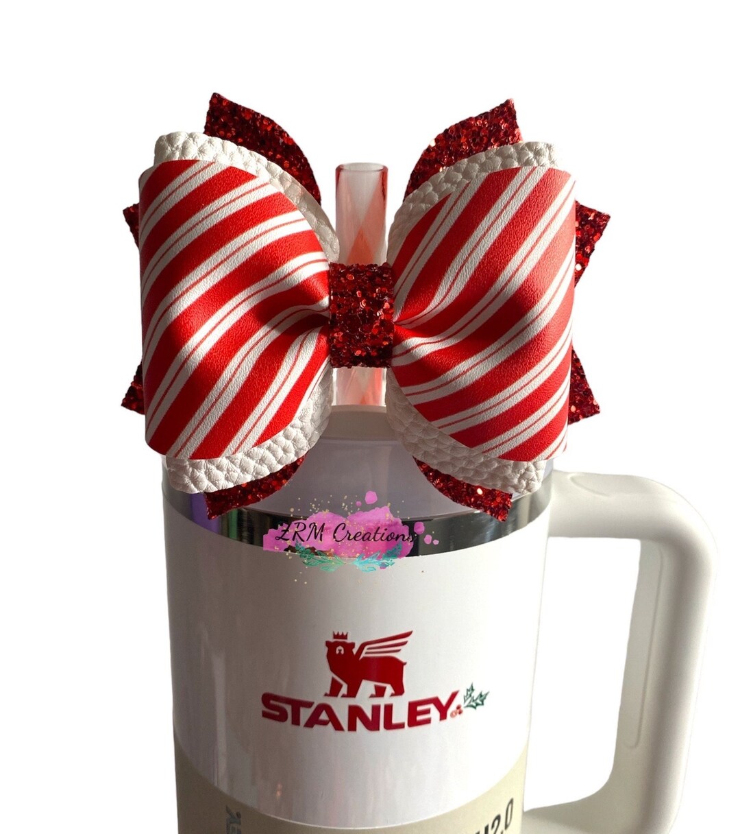 Candy Cane Bow Straw Topper, Stanley Straw Topper Christmas, Simple ...