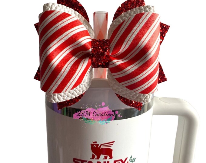 Candy Cane Bow Straw Topper, Stanley Straw Topper Christmas, Simple ...