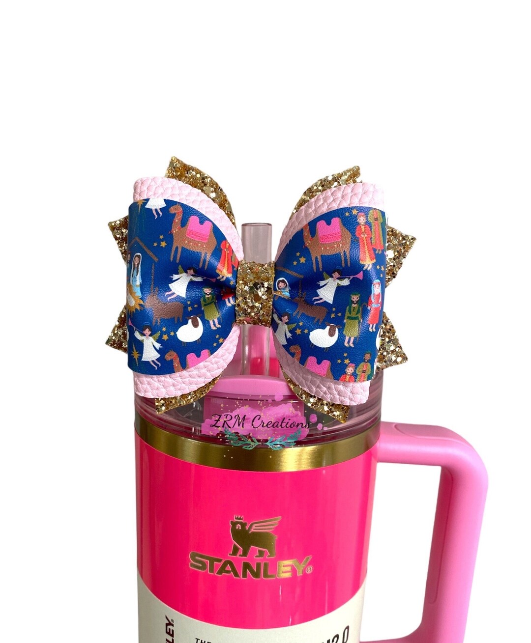 Christmas Bow Straw Topper, Stanley Pink Parade Bow Topper, Starbucks ...