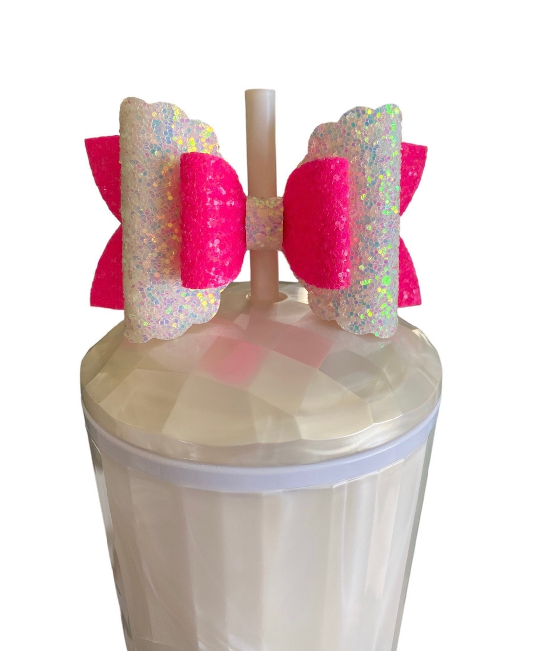 Pink White Straw Toppers, Bow Straw Toppers, Stanley Straw Topper ...