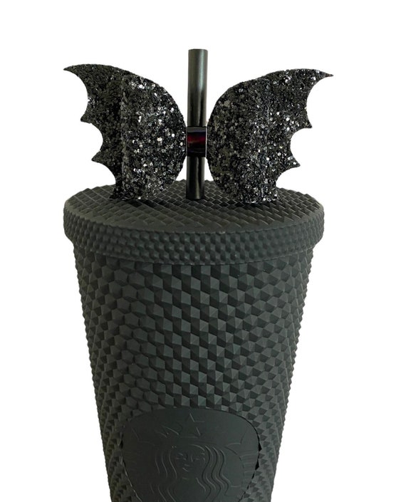 Halloween Straw Topper Bat Bow Straw Topper Black Straw - Etsy