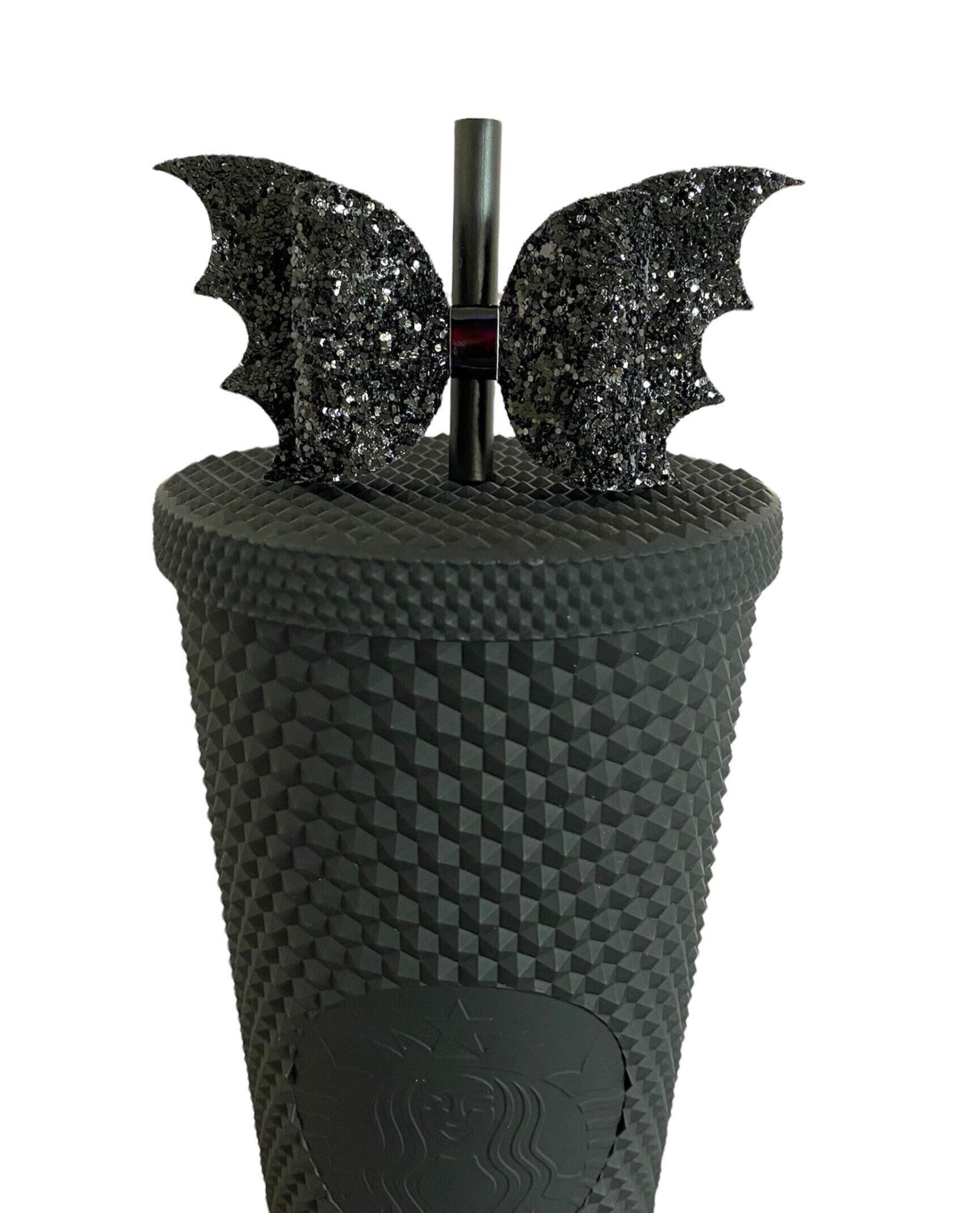 Halloween Straw Topper Bat Bow Straw Topper Black Straw - Etsy