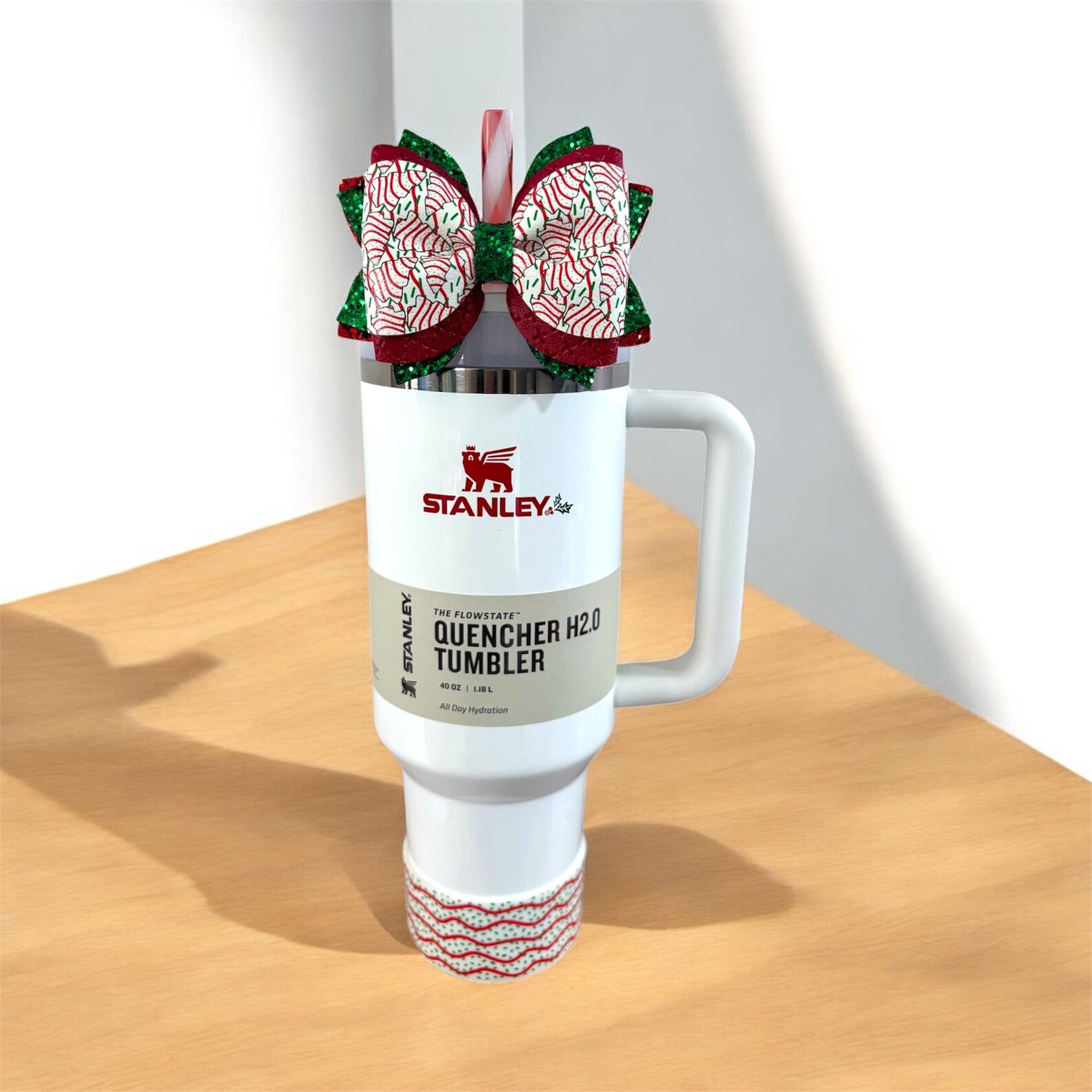 Stanley Christmas Tree Cake Bow Straw Topper, Stanley Candy Cane Twist ...