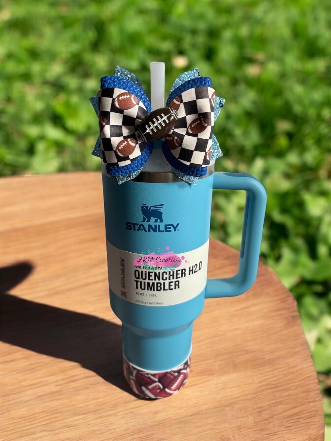 Football Stanley Tumbler Straw Bow Topper, Stanley Cup Accessories ...