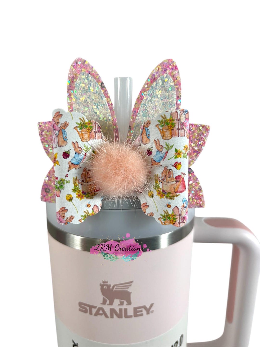 Stanley Easter Bunny Bow Straw Toppers, Stanley Pink Cup Accessories ...