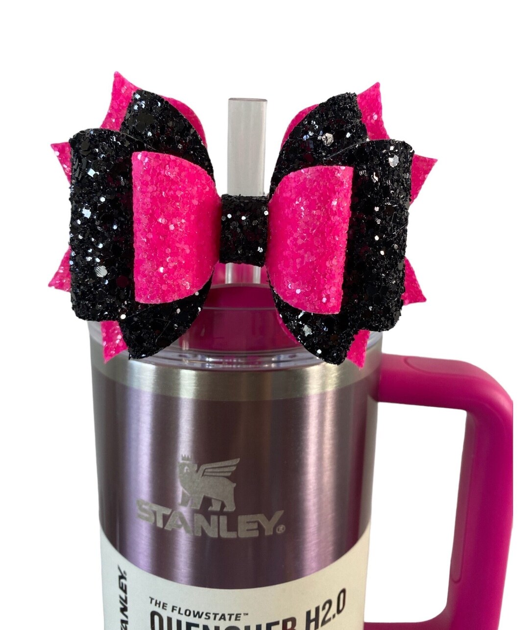 Neon Pink Straw Bow Topper, Stanley Straw Topper, Simple Modern Straw ...