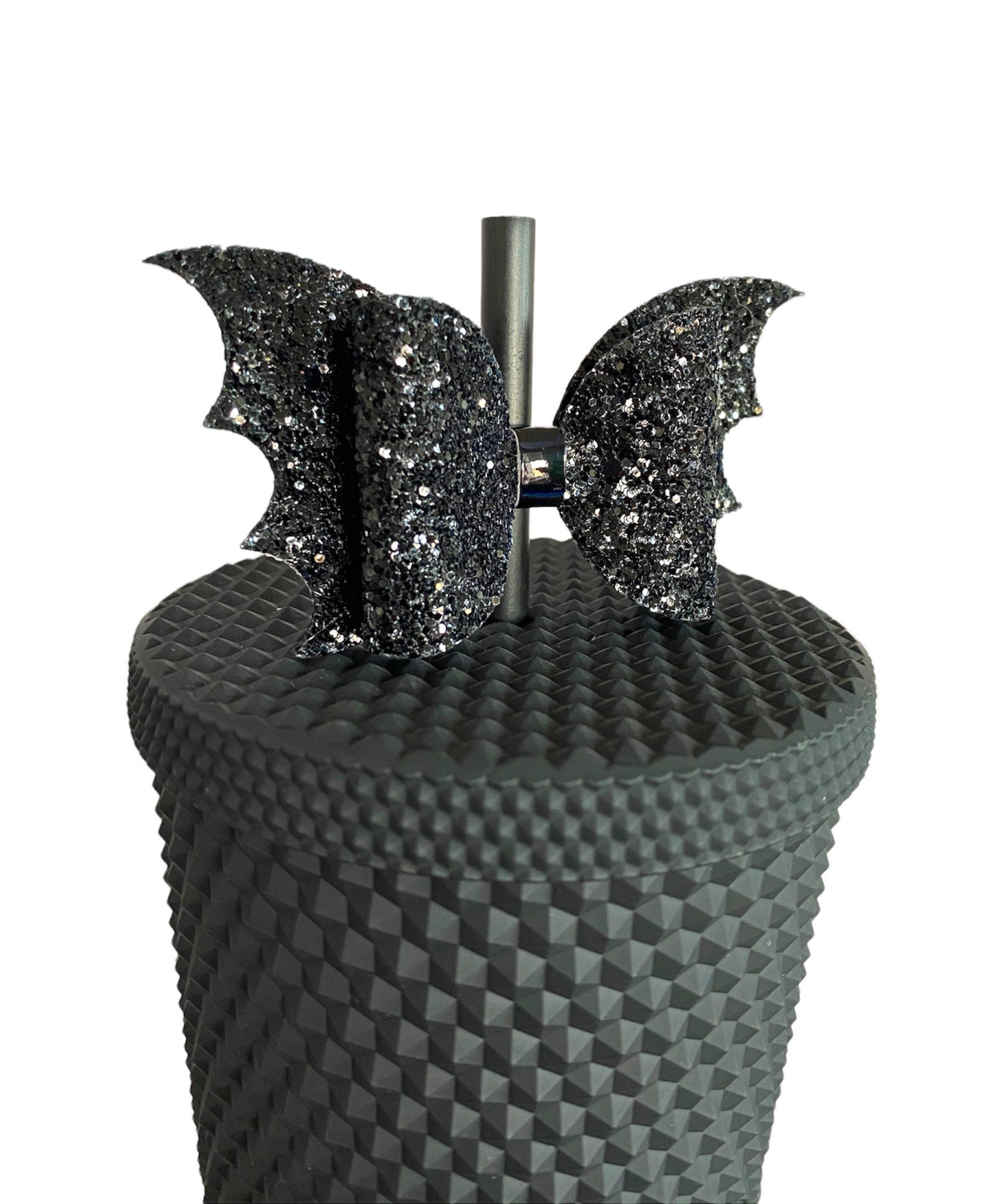 Halloween Straw Topper Bat Bow Straw Topper Black Straw - Etsy