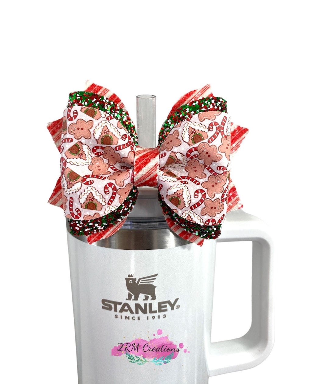 Gingerbread Bow Straw Topper, Stanley Straw Topper Christmas, Simple ...