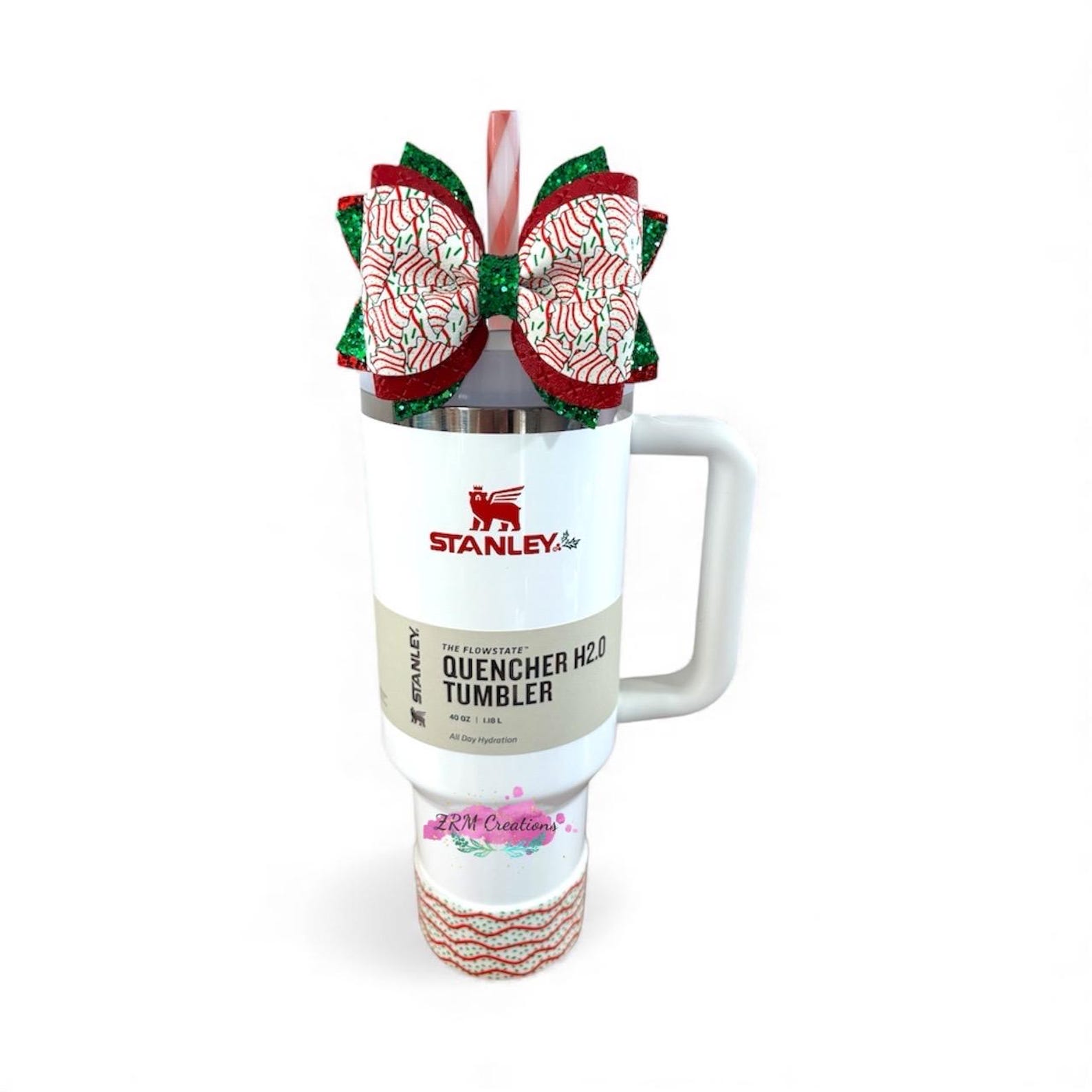 Stanley Christmas Tree Cake Bow Straw Topper, Stanley Candy Cane Twist ...