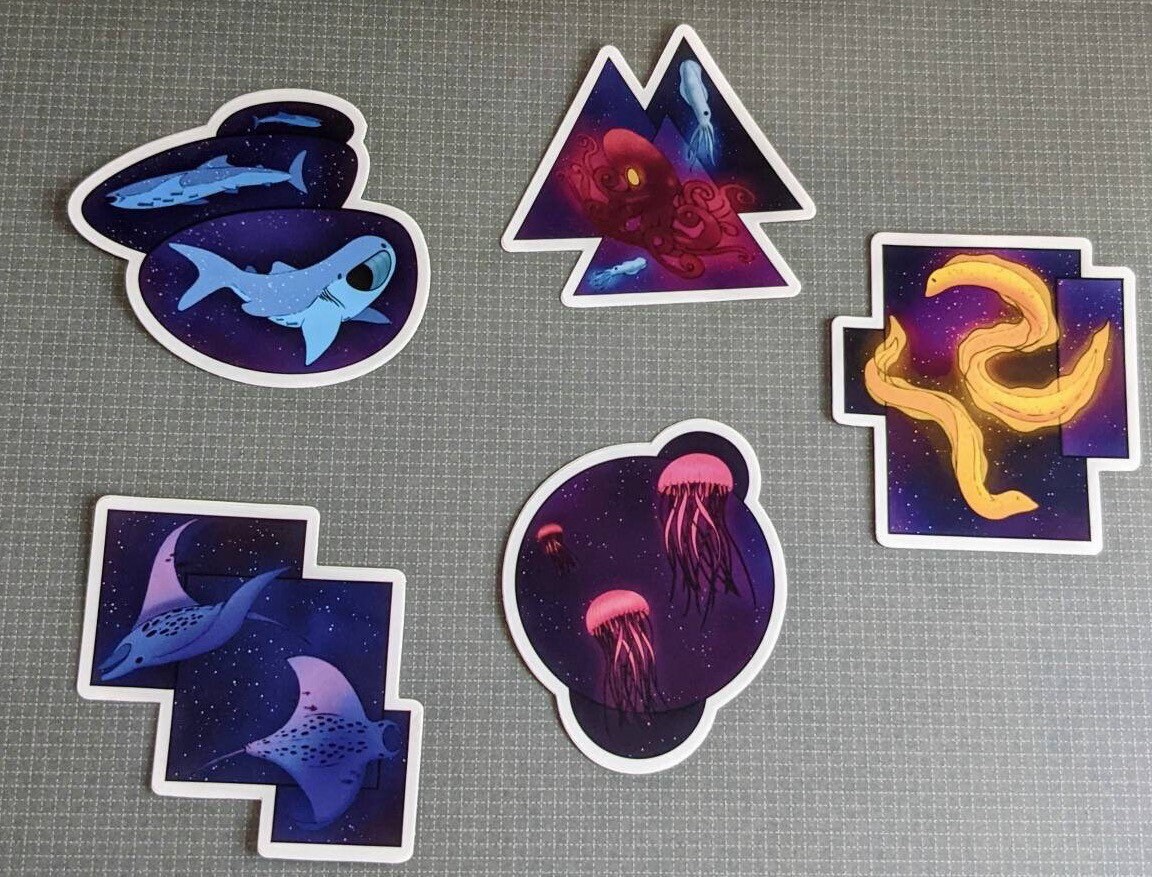 Océano en el espacio con estrellas 5 Sticker Set sticker - Etsy México