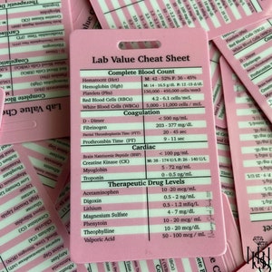 Lab Reference Nursing Pocket Badge Card/ Badge Buddy - Etsy