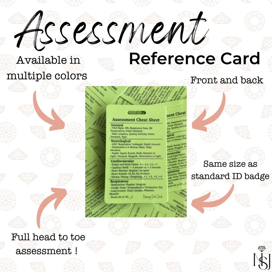 Head to Toe Assessment Nursing Reference Card and Checklist - Etsy