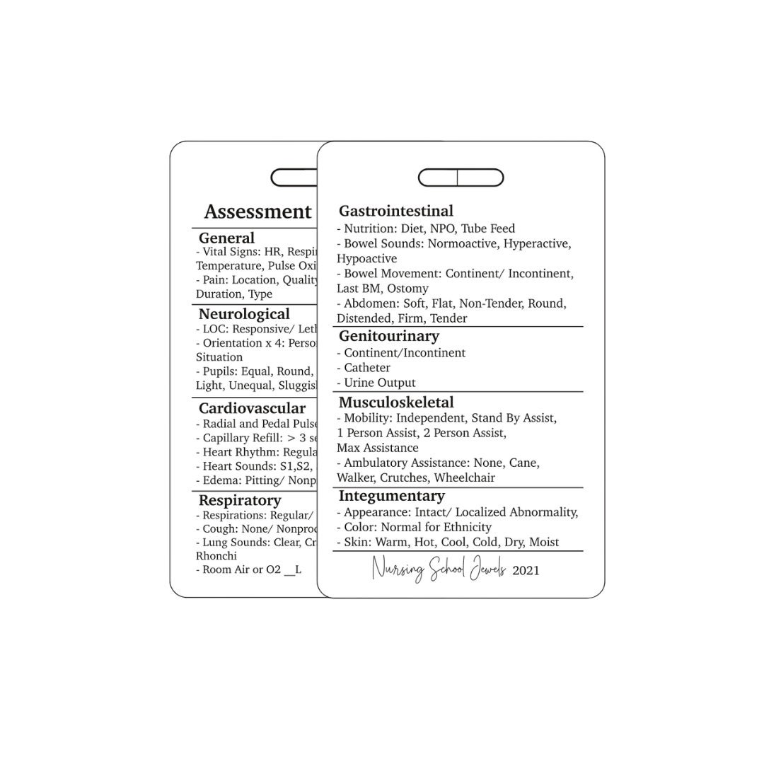 Head to Toe Assessment Nursing Reference Card and Checklist - Etsy