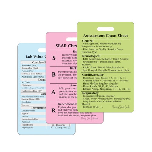 Lab Reference Nursing Pocket Badge Card Badge Buddy - Etsy