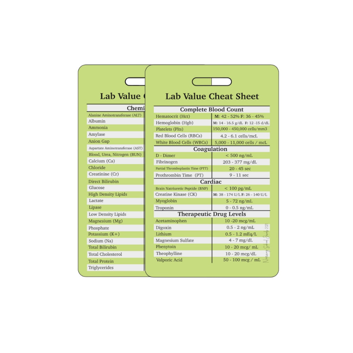 Lab Reference Nursing Pocket Badge Card/ Badge Buddy - Etsy