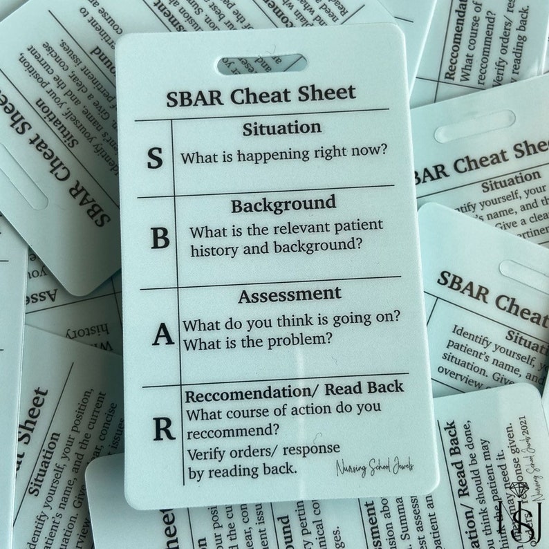 SBAR Reference Card Badge Buddy | Etsy Canada