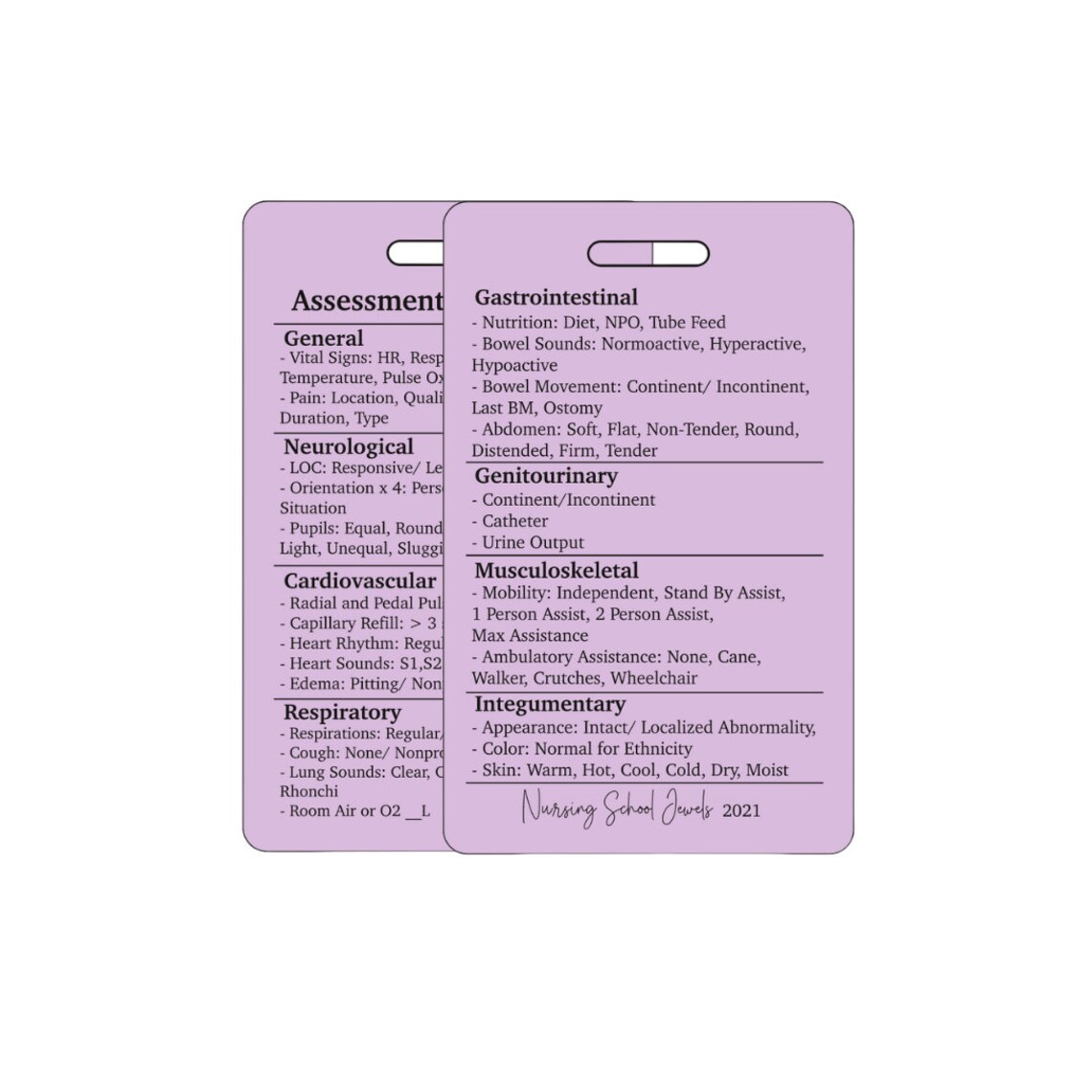 Head to Toe Assessment Nursing Reference Card and Checklist - Etsy