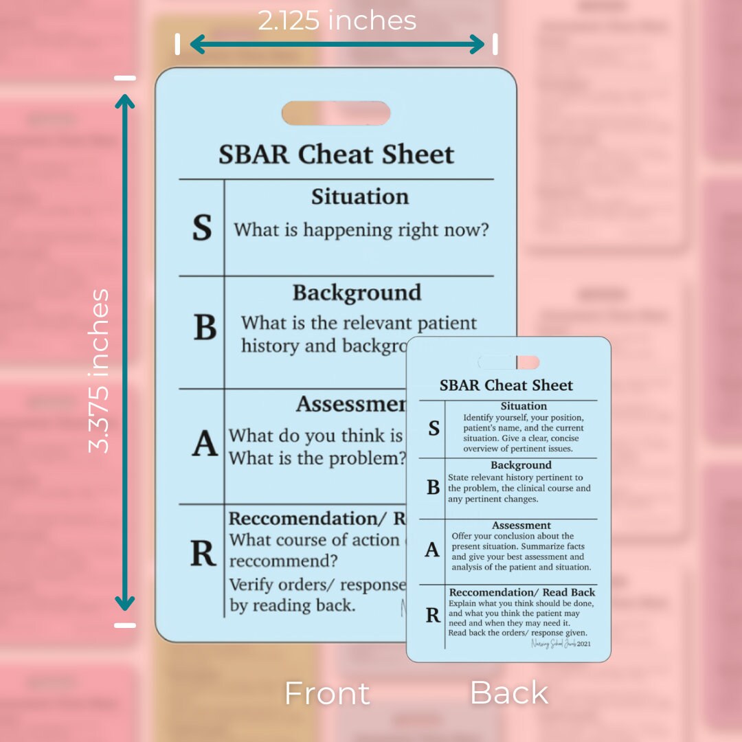 SBAR Reference Card Badge Buddy - Etsy Australia