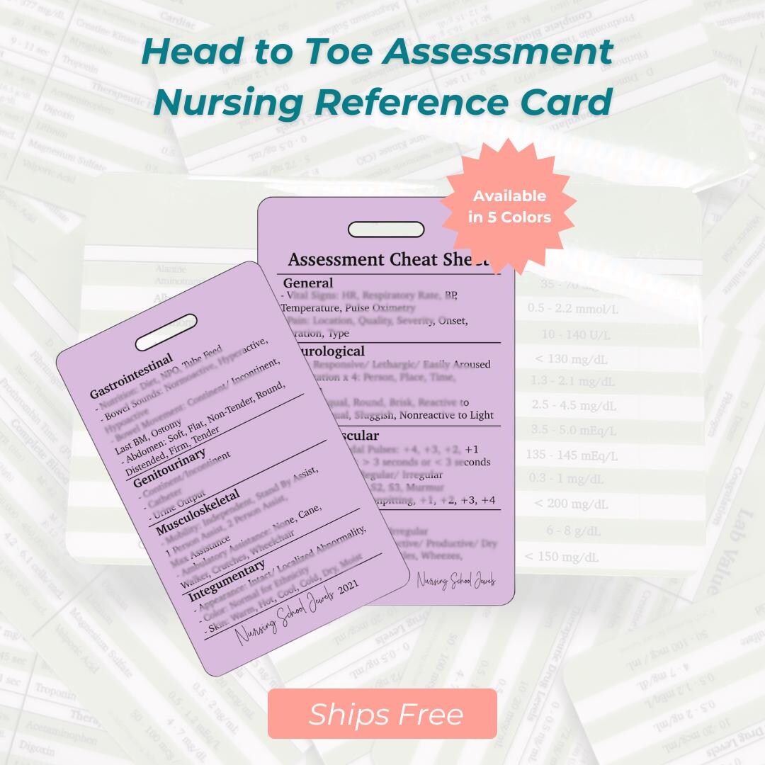 Head to Toe Assessment Nursing Reference Cards Nursing Badge Cards ...