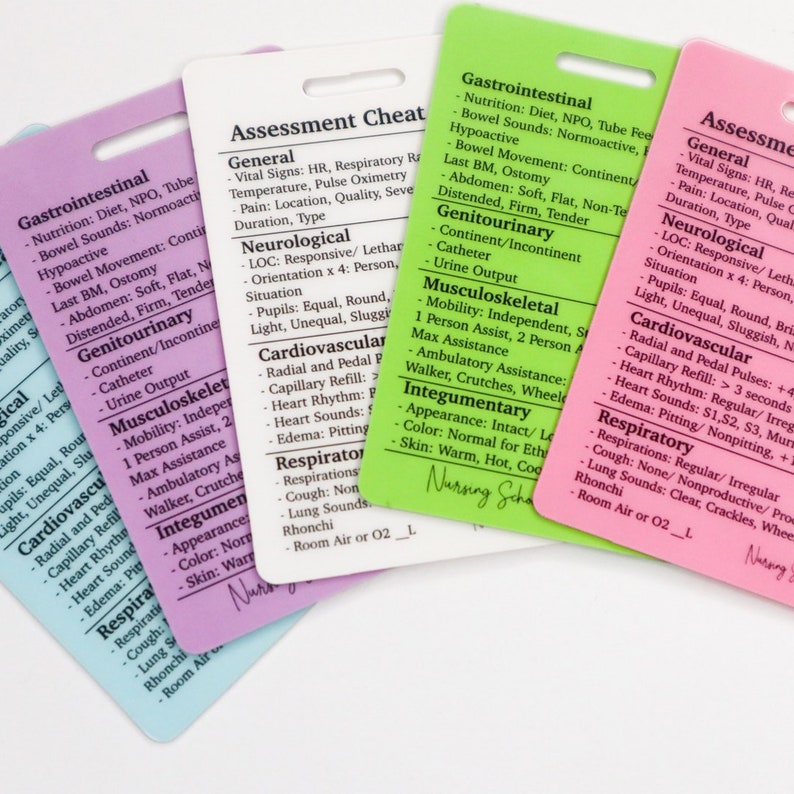 Head to Toe Assessment Nursing Reference Card and Checklist - Etsy