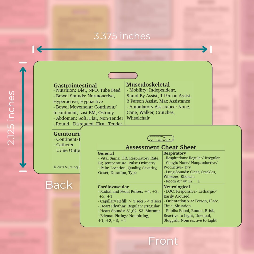 Head to Toe Assessment Nursing Reference Card and Checklist Badge Buddy ...
