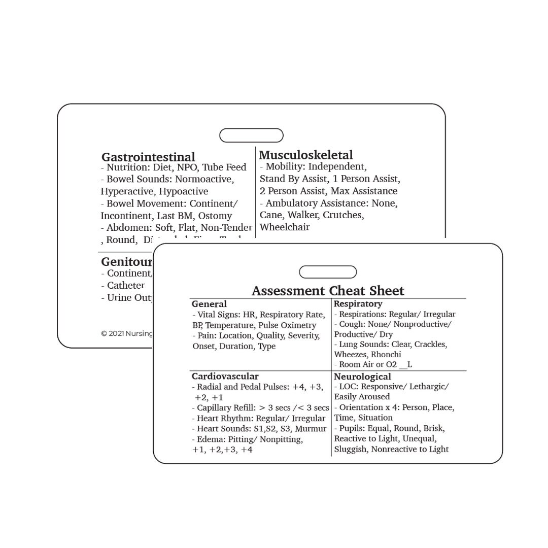 Head to Toe Assessment Nursing Reference Card and Checklist - Etsy