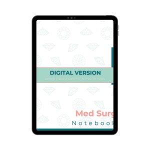 Med Surg Nursing Study Template | Notebook | 200 Pages - Etsy