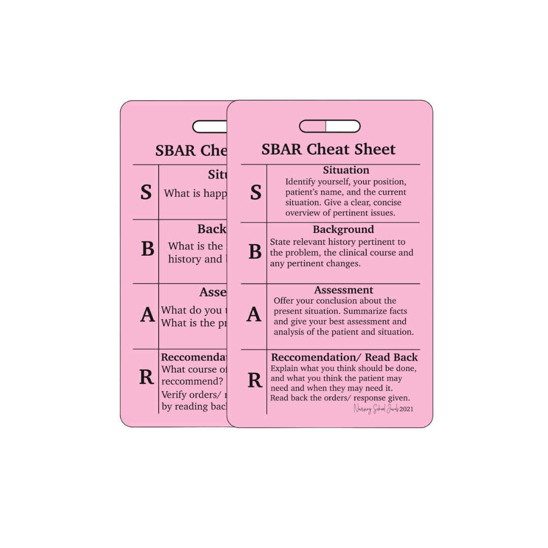 SBAR Reference Card Badge Buddy - Etsy