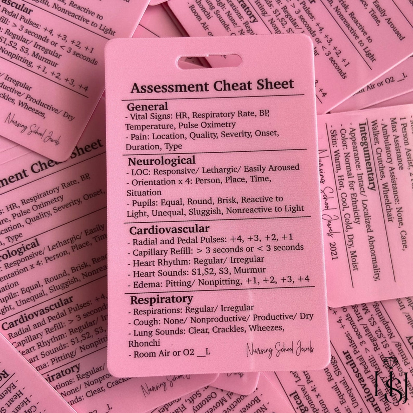 Vertical Reference Card Bundle Head to Toe Assessment Lab - Etsy