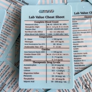 Lab Reference Nursing Pocket Badge Card/ Badge Buddy - Etsy