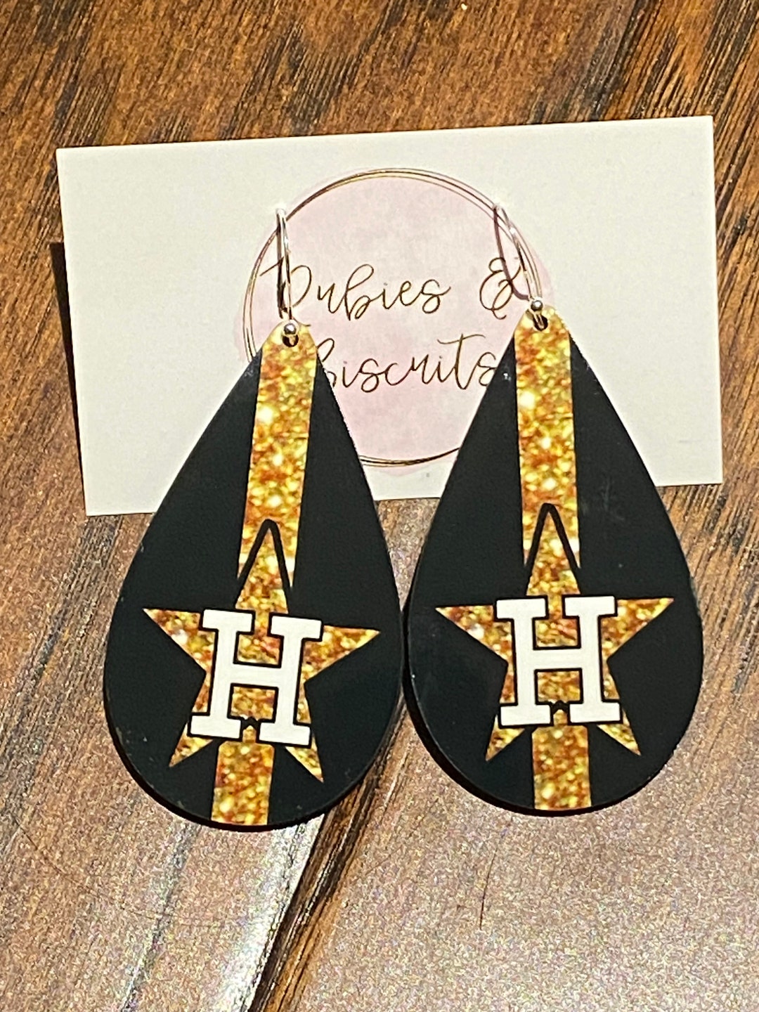 Black and Gold Houston Astros Earrings, Houston Astros Baseball, Astros ...