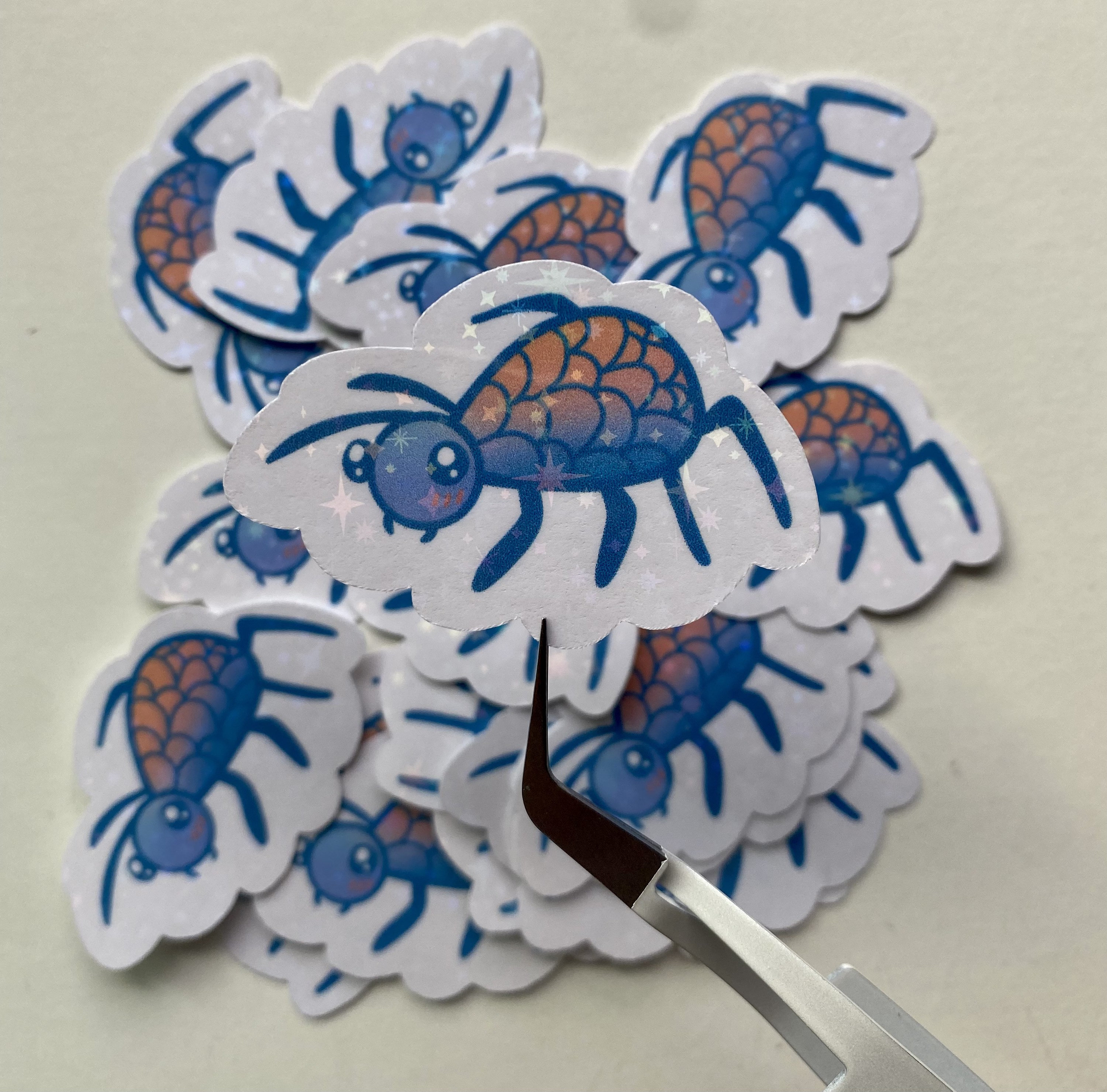 Holographic Spider Sticker Kawaii Handmade Die Cut Sparkly Sticker - Etsy