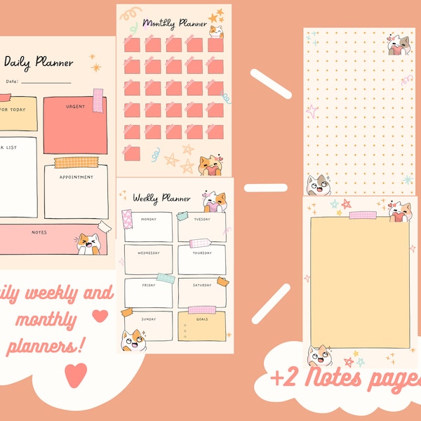 Cat Themed Monthly Planner - Etsy
