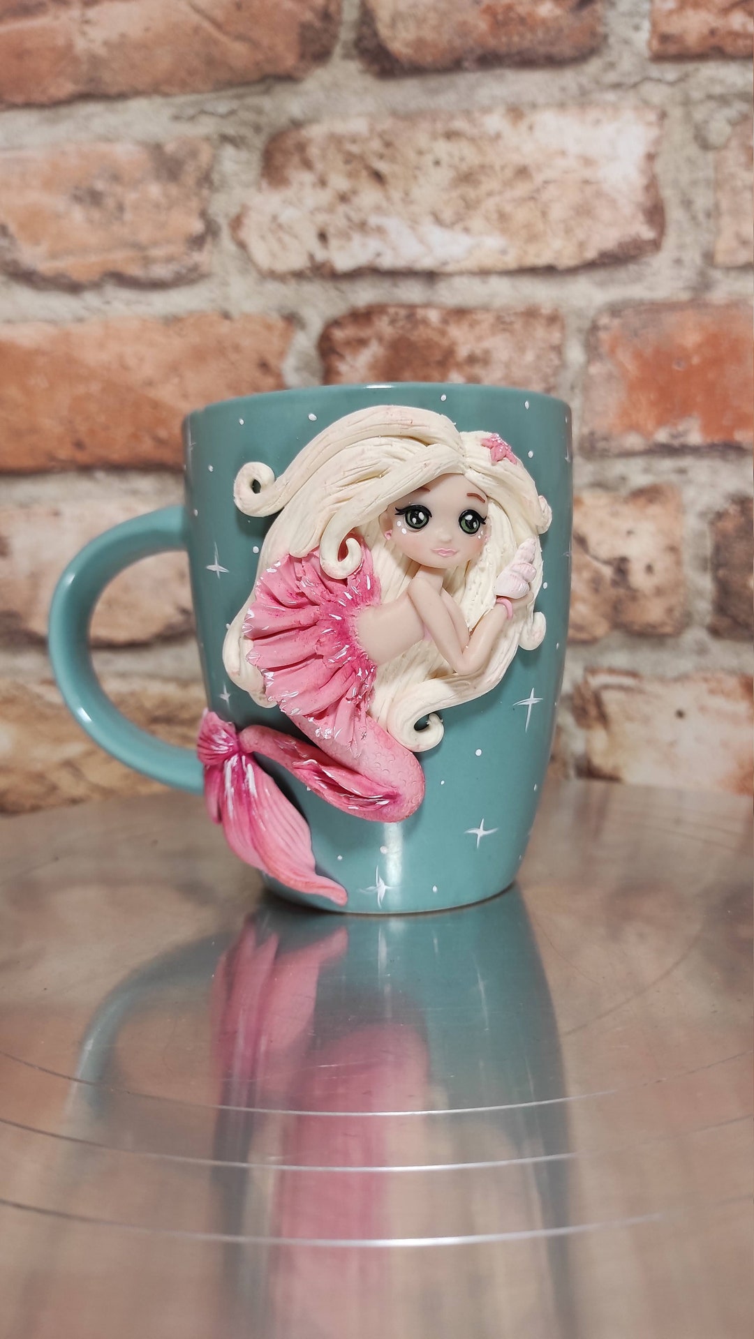 Mermaid Mug, Mug With Mermaid, Mermaid Cup, Mermaid Decor, Polymer Clay ...