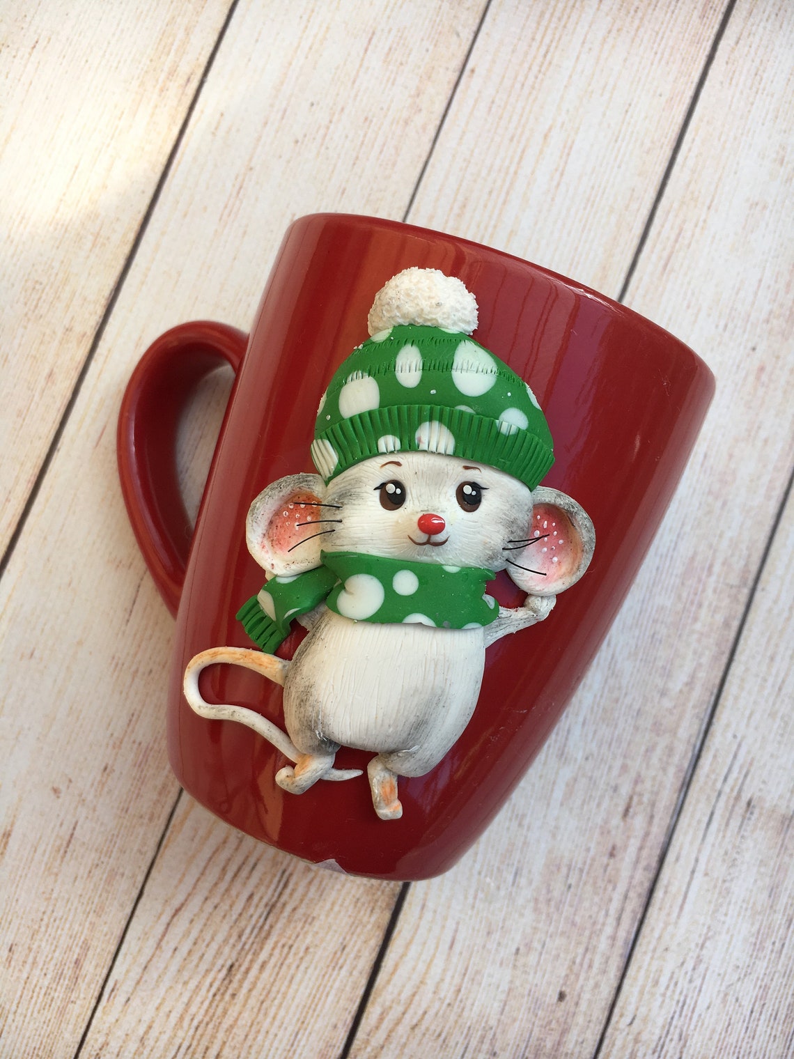 Сhristmas mouse mug Mouse in a hat Mug with mouse Сhristmas | Etsy