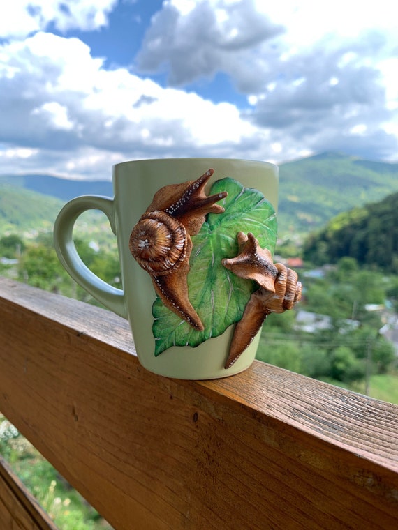 Snail Coffee Cup Snails Mug Realistic Snail Polymer Snails - Etsy
