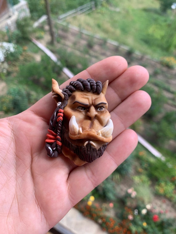 Orc Brooch Polymer Clay Orc Brooch With Orc Badge With Orc - Etsy