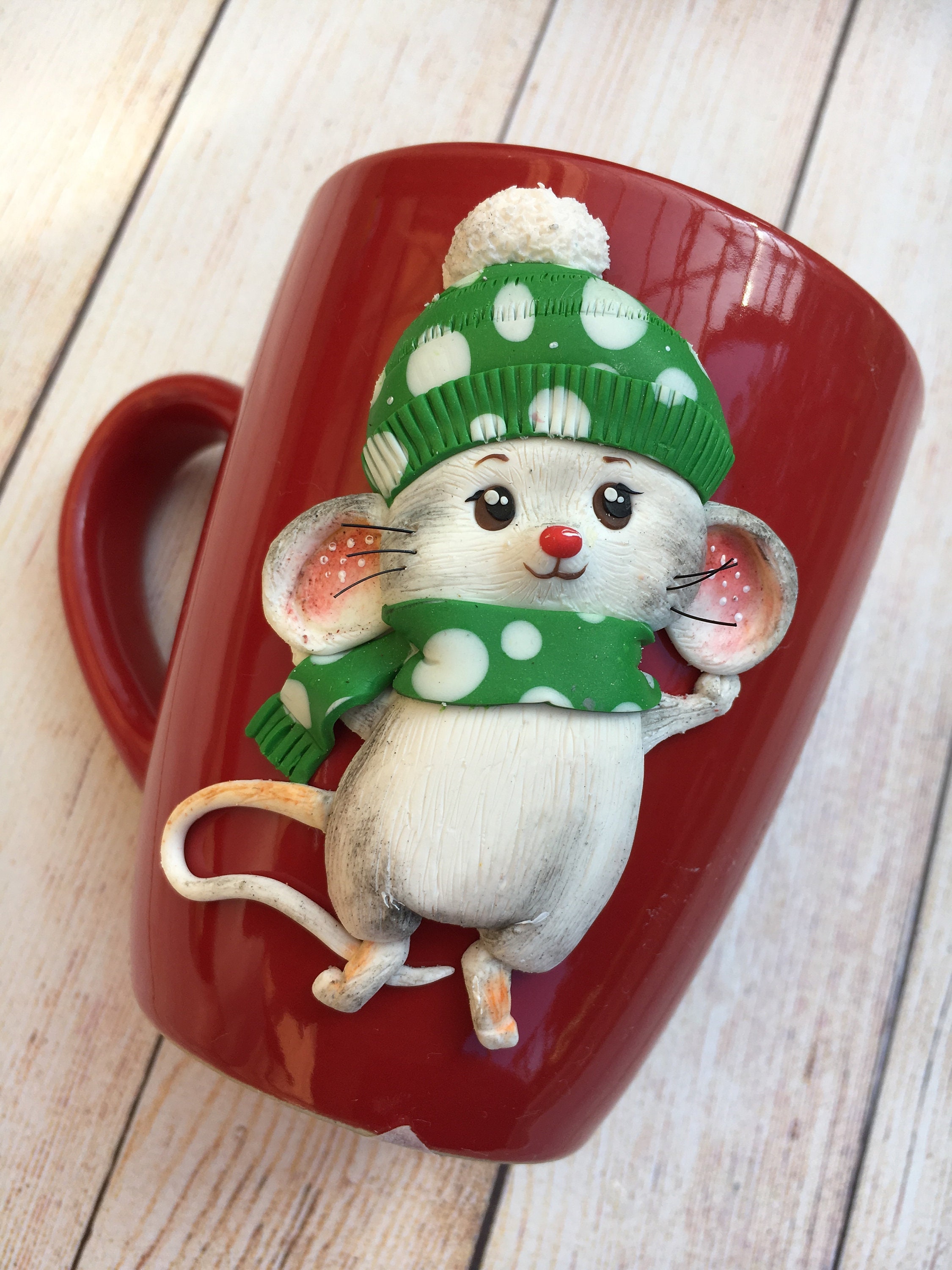 Сhristmas Mouse Mug Mouse in a Hat Mug With Mouse Сhristmas - Etsy