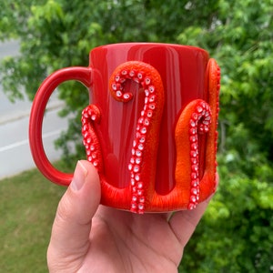 The Kraken Mug, Red Octopus Mug, Tentacle Cup, Octopus 3d, Red ...