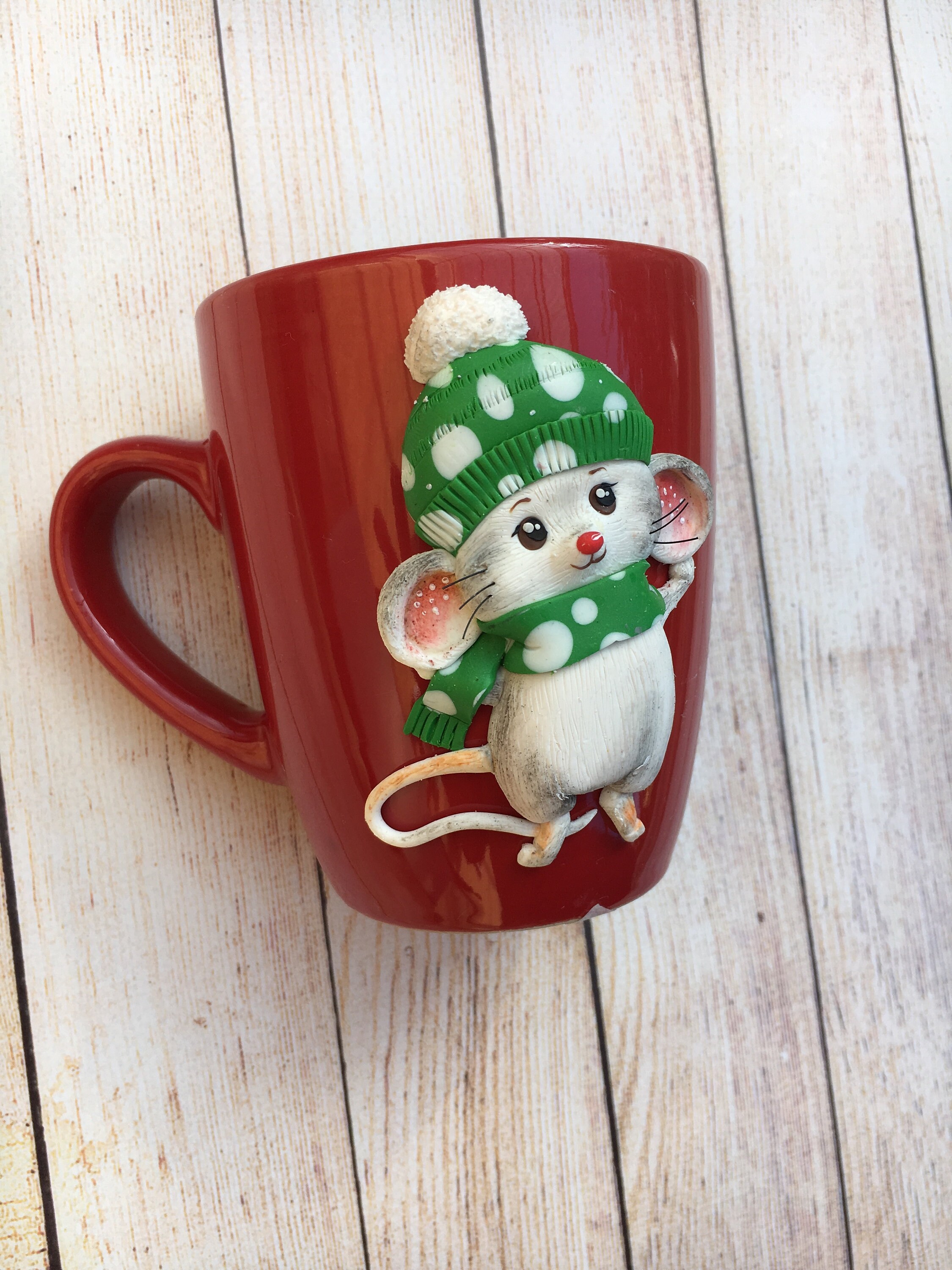 Сhristmas Mouse Mug Mouse in a Hat Mug With Mouse Сhristmas - Etsy