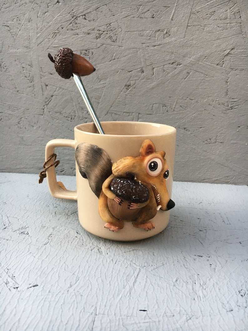 Squirrel Mug Handmade Squirrel Mug Squirrel Cup Spoon With - Etsy