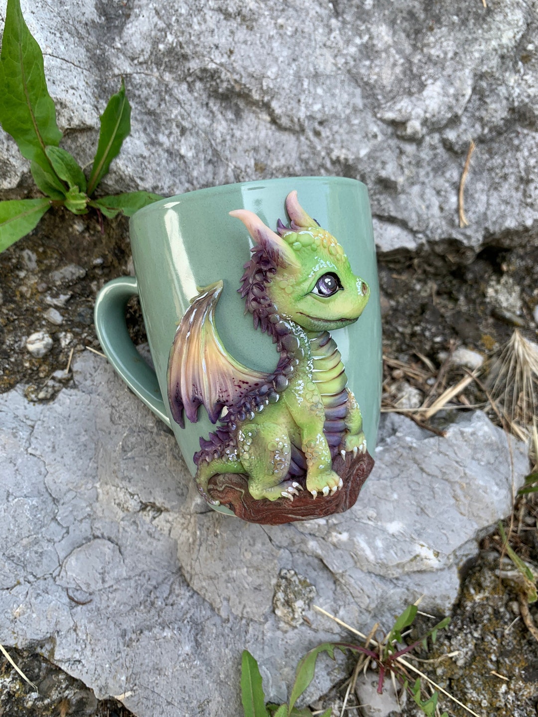 Mini Dragon Mug, Cute Dragon Mug, Polymer Clay Dragon, Small Dragon Cup ...